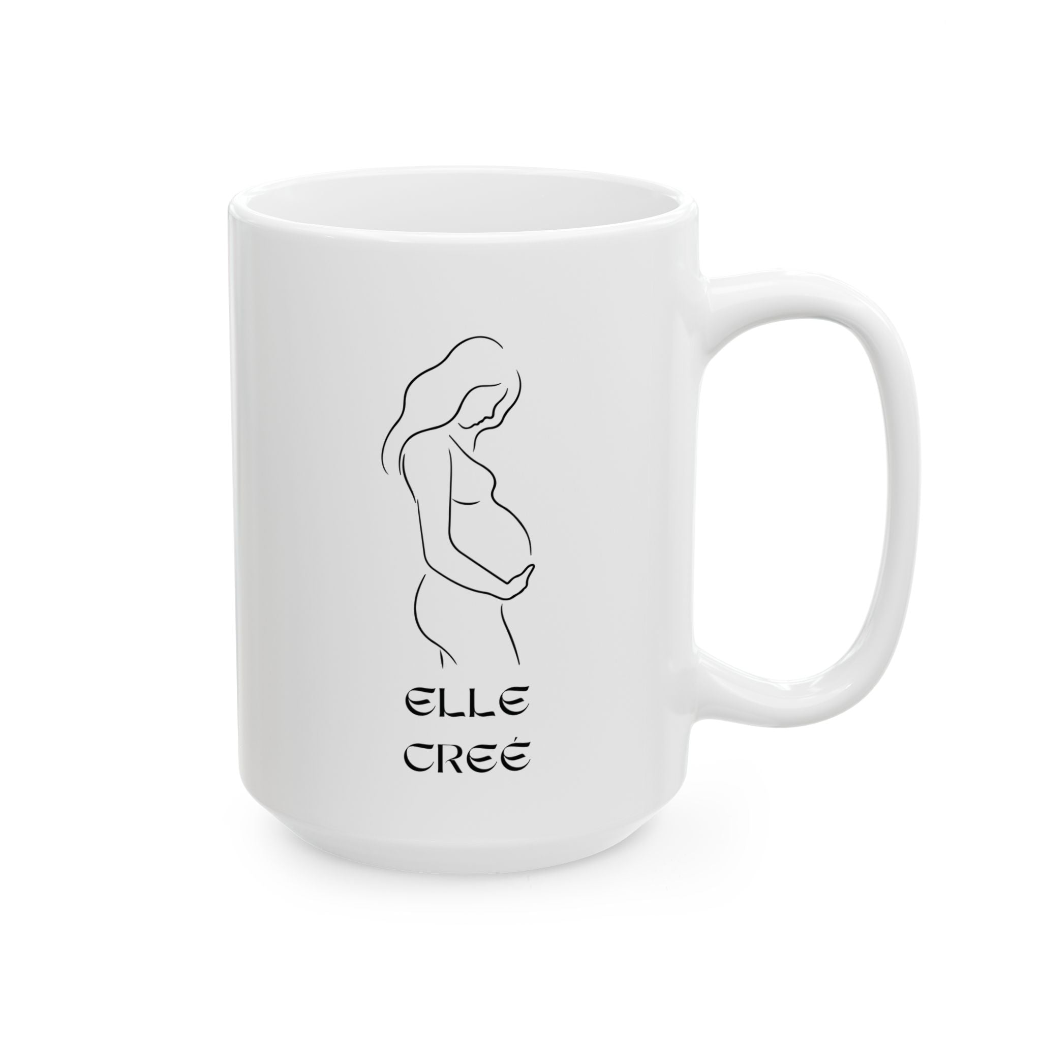 She Creates 15 oz Ceramic Mug | Elle Crée | French Text Celebrating Mo ...